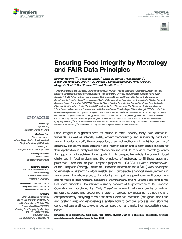 (PDF) Ensuring Food Integrity by Metrology and FAIR Data Principles