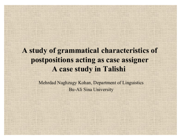 (PPT) A study of grammatical characteristics of postpositions acting as ...