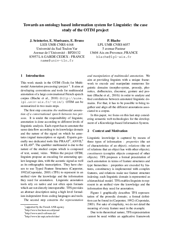 (PDF) Towards an ontology based information system for Linguistic: the case study of the OTIM ...