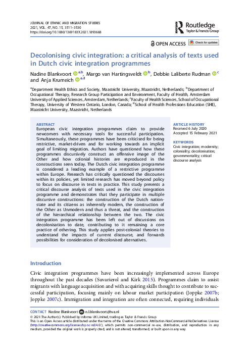 (PDF) Decolonising civic integration: a critical analysis of texts used ...