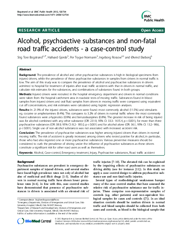 (PDF) Alcohol, psychoactive substances and non-fatal road traffic ...