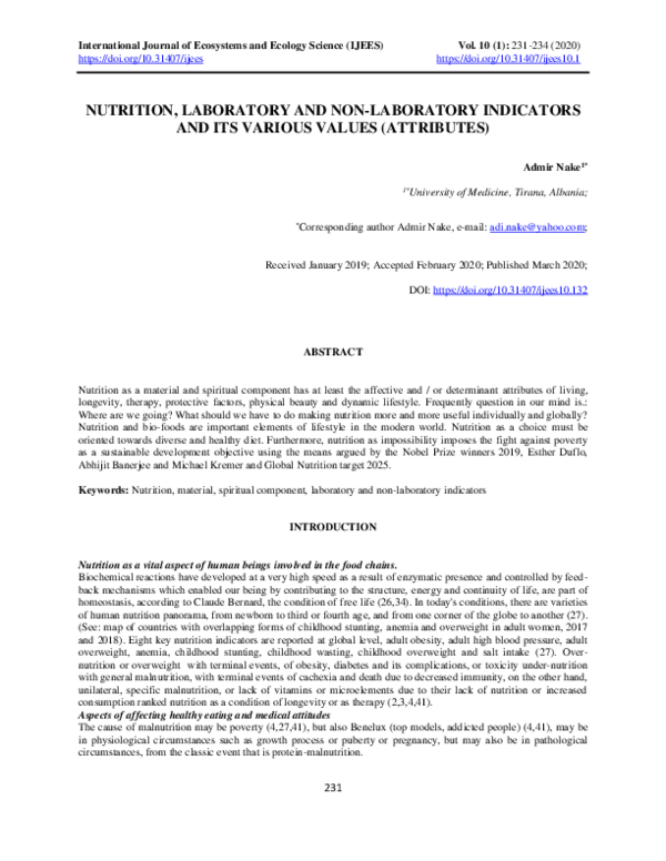 (PDF) Nutrition, Laboratory and Non-Laboratory Indicators and Its ...