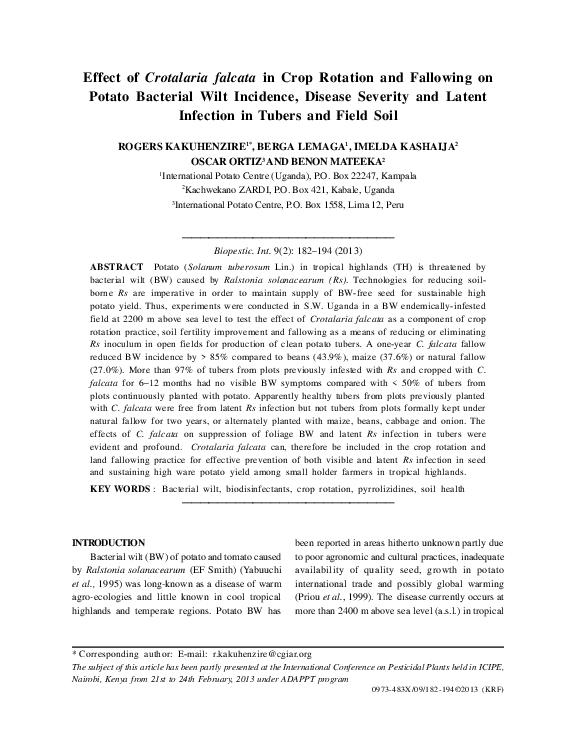 (PDF) Effect of Crotalaria falcata in Crop Rotation and Fallowing on ...