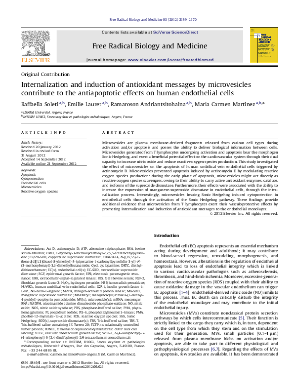 (PDF) Internalization and induction of antioxidant messages by ...