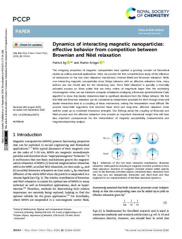 (PDF) Dynamics of interacting magnetic nanoparticles: effective behavior from competition ...