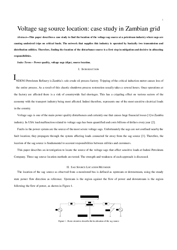 (PDF) Voltage Sag Source Location: Case Study in Zambian Grid