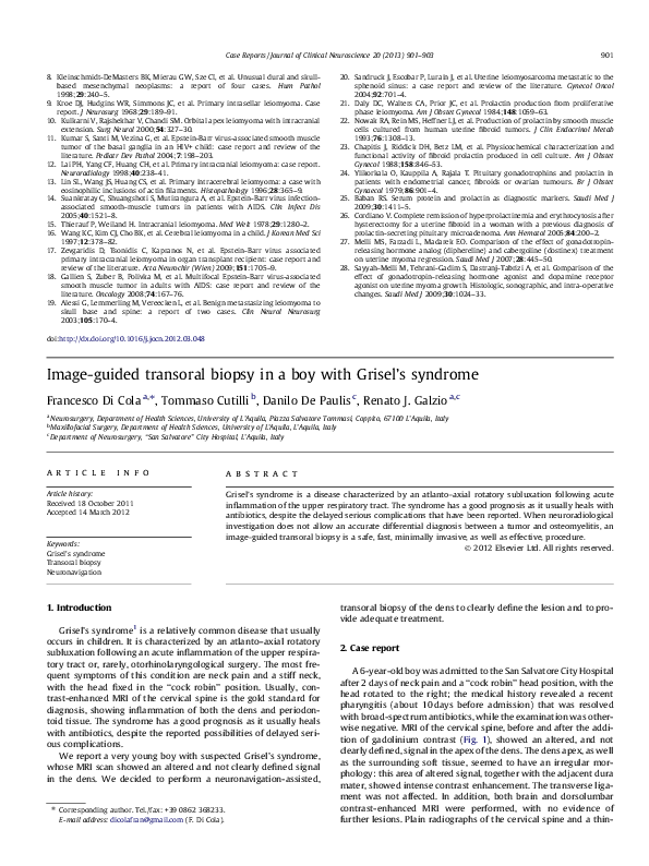 (PDF) Image-guided transoral biopsy in a boy with Grisel’s syndrome