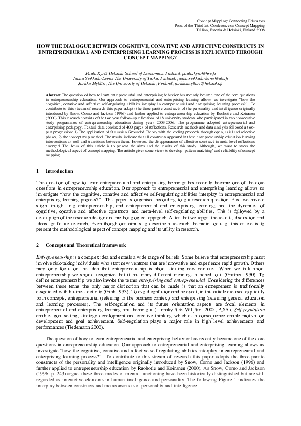 (PDF) How the Dialogue Between Cognitive, Conative and Affective ...