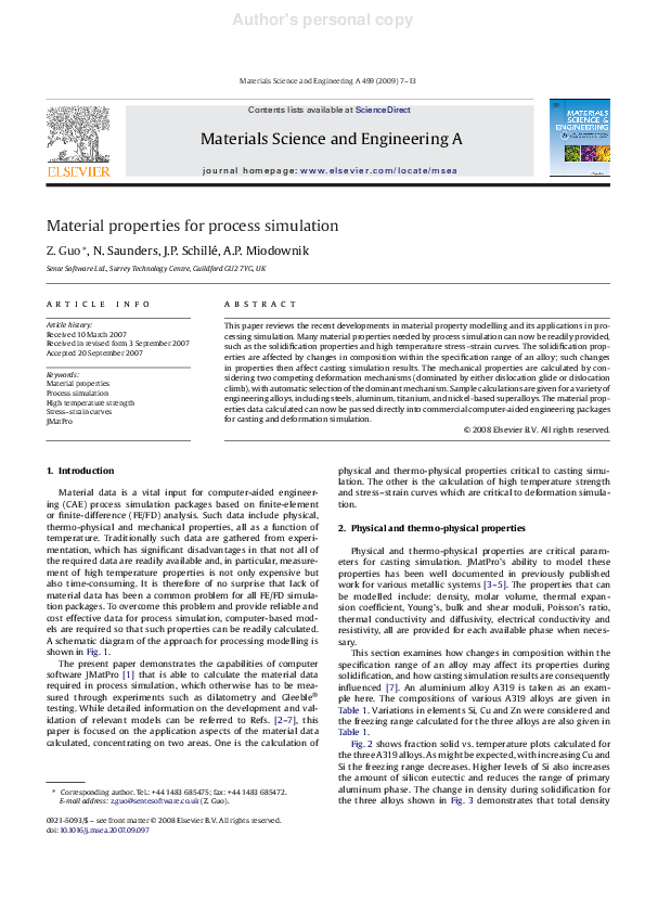 (PDF) Material properties for process simulation