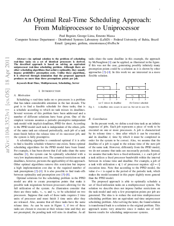 Pdf An Optimal Real Time Scheduling Approach From Multiprocessor To Uniprocessor