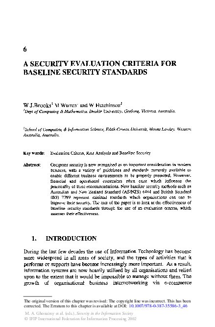(PDF) A Security Evaluation Criteria for Baseline Security Standards