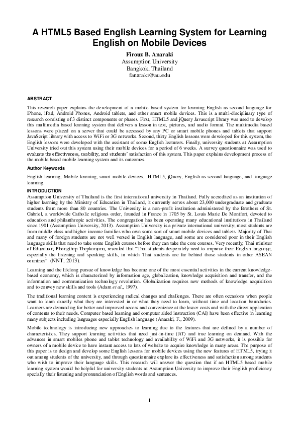 (PDF) A HTML5 Based English Learning System for Learning English on ...