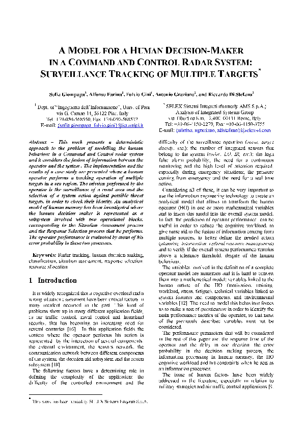 (PDF) A Model for a Human Decision-Maker in a Command and Control Radar ...