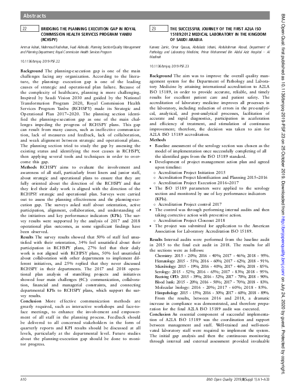 (PDF) 23 The successful journey of the first A2LA ISO 15189:2012 medical laboratory in the ...