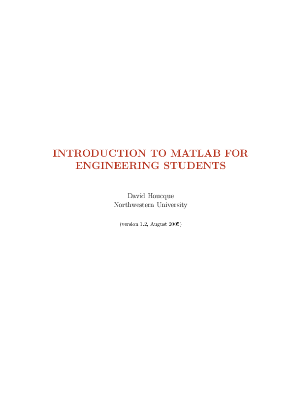 (PDF) Introduction to Matlab for Engineering Students