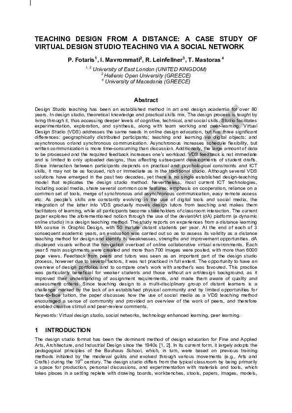 (PDF) Teaching Design from a distance: a case study of Virtual Design ...