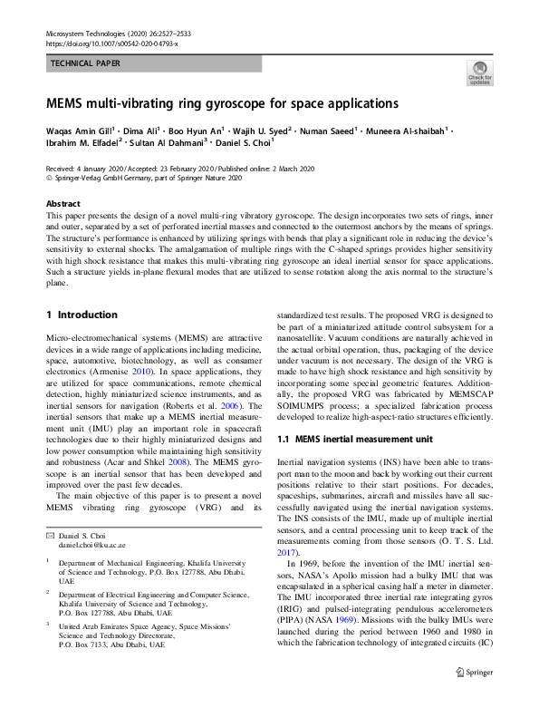 (PDF) MEMS multi-vibrating ring gyroscope for space applications