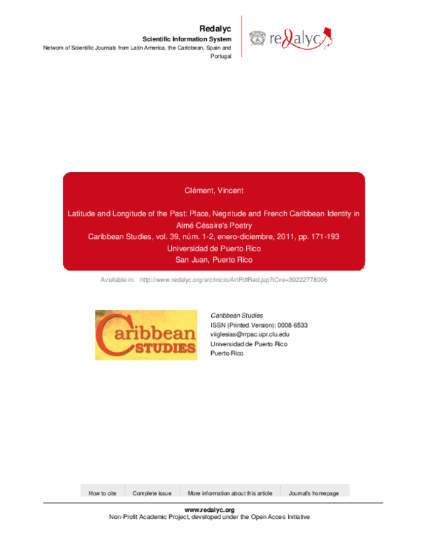 (PDF) Latitude and Longitude of the Past: Place, Negritude and French ...