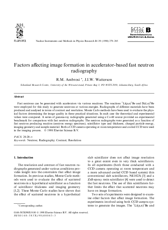 (PDF) Factors affecting image formation in accelerator-based fast ...