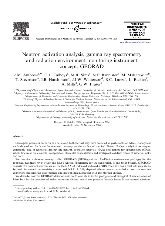 (PDF) Neutron activation analysis, gamma ray spectrometry and radiation ...