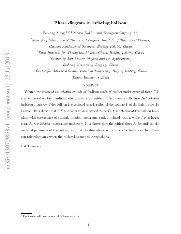 (PDF) Phase diagrams in inflating balloon