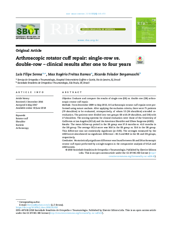 (PDF) Arthroscopic rotator cuff repair: single-row vs. double-row ...
