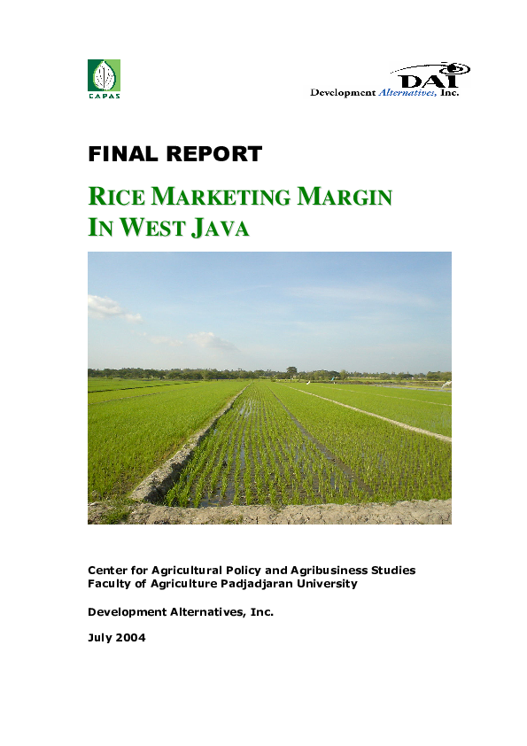 (PDF) Rice Marketing Margin in West Java Indonesia | Trisna Insan Noor ...