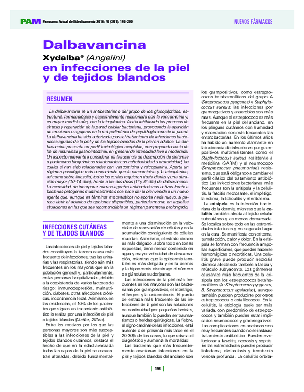 (PDF) Dalbavancina (Xydalba®; Angelini) en infecciones de la piel y de ...