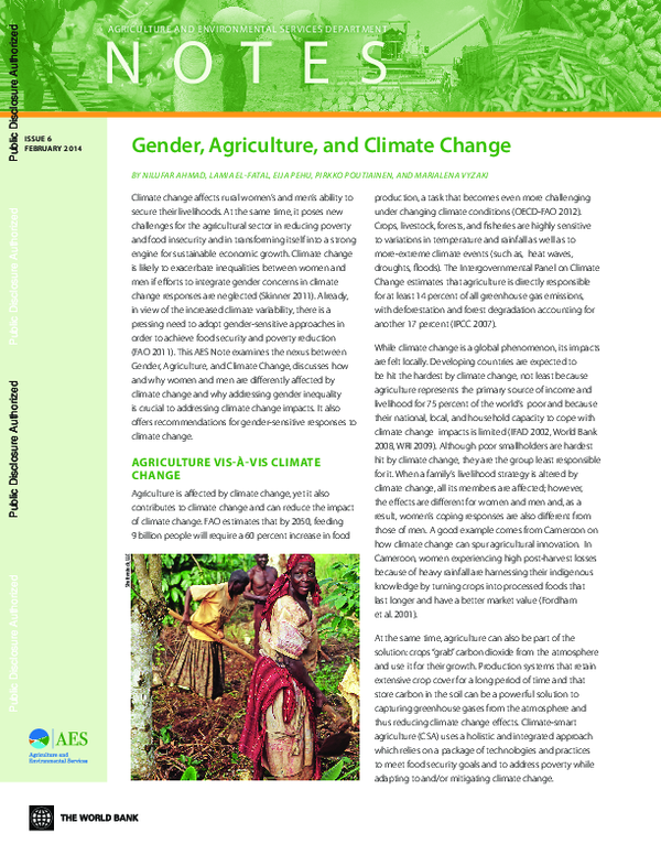 (PDF) Gender, agriculture, and climate change