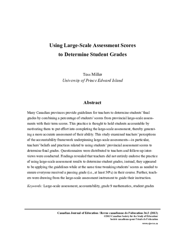 (PDF) Using Large-scale Assessments to Determine Student Grades