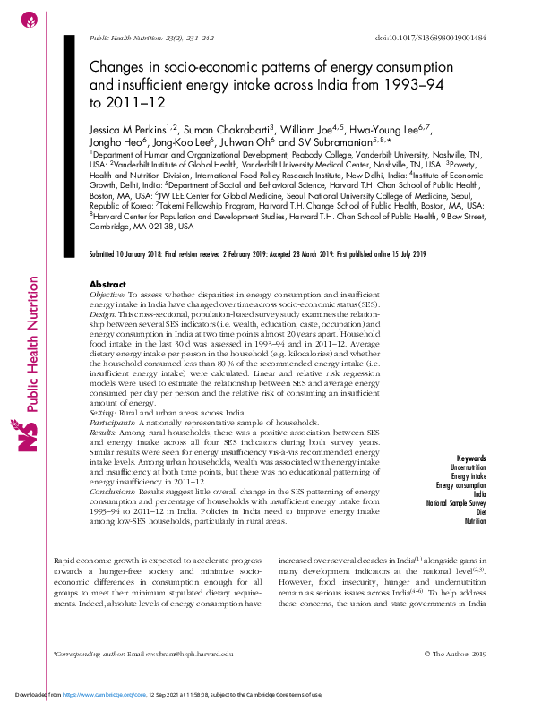 (PDF) Changes in socio-economic patterns of energy consumption and ...