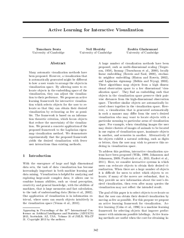 (PDF) Active learning for interactive visualization