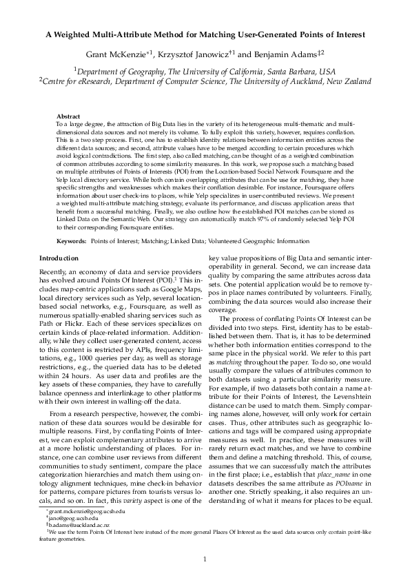 (PDF) A weighted multi-attribute method for matching user-generated ...