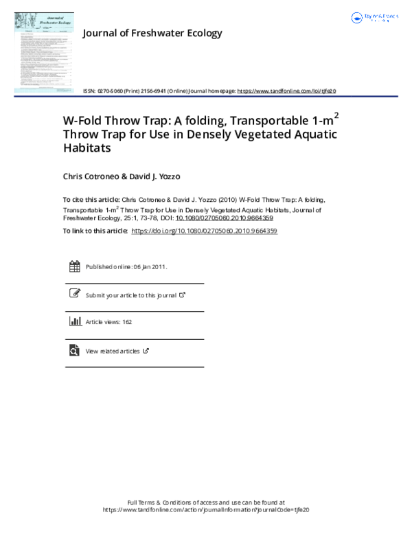 (PDF) W-Fold Throw Trap: A folding, Transportable 1-m 2 Throw Trap for ...