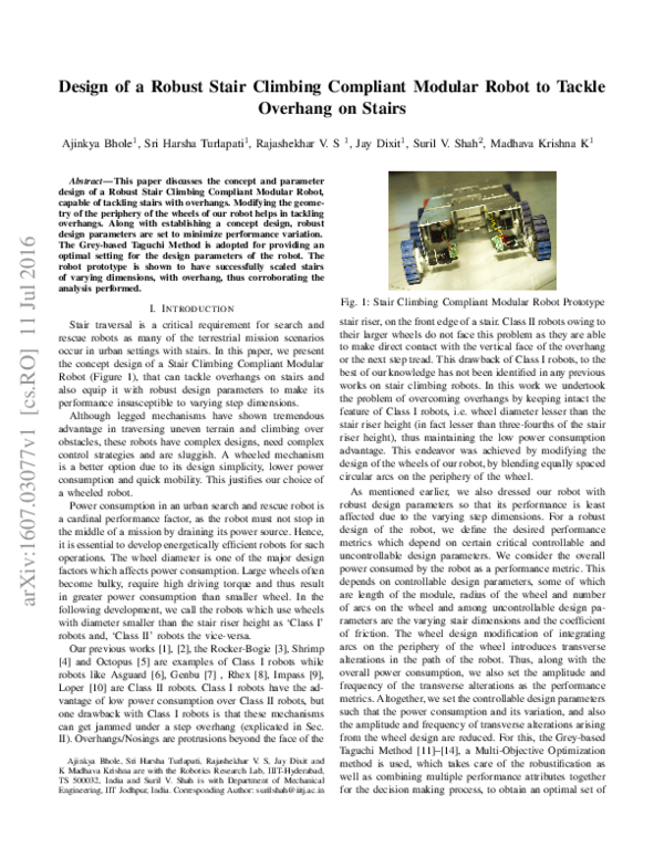 (PDF) Design of a robust stair-climbing compliant modular robot to ...