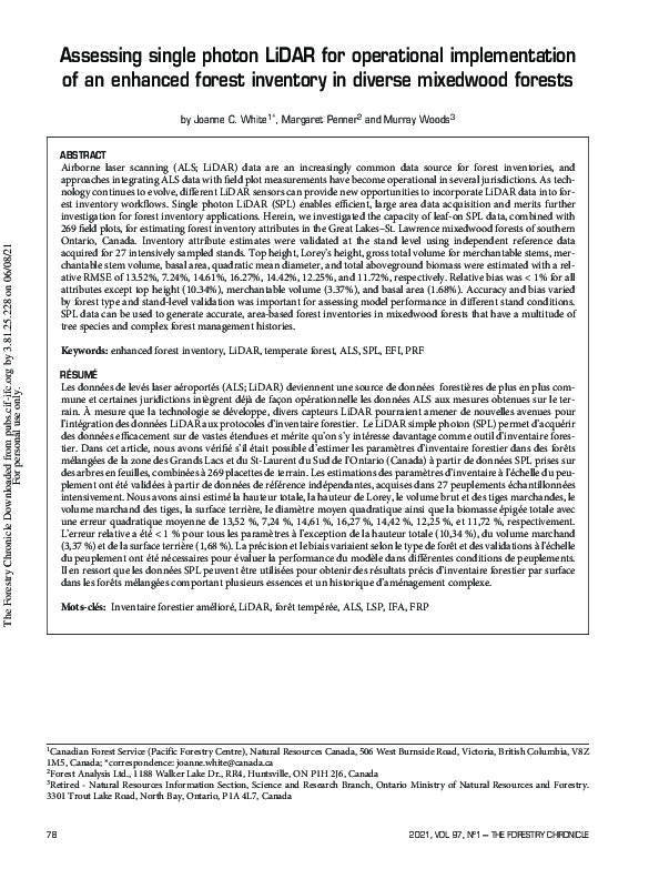 Pdf Assessing Single Photon Lidar For Operational Implementation Of An Enhanced Forest