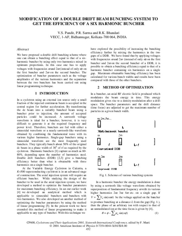 (PDF) Modification of a double drift beam bunching system to get the ...