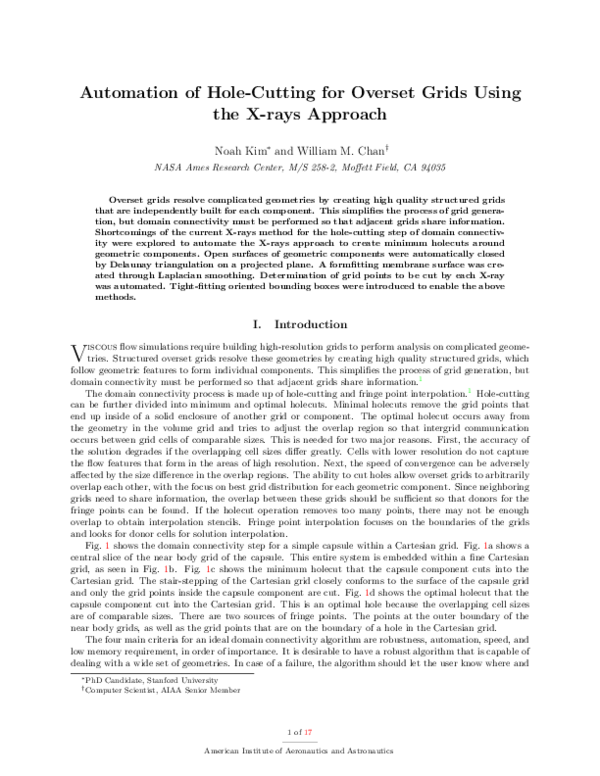(PDF) Automation of Hole-Cutting for Overset Grids Using the X-rays Approach