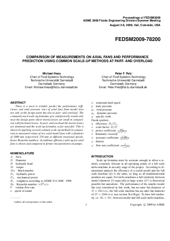 (PDF) Comparison of Measurements on Axial Fans and Performance ...