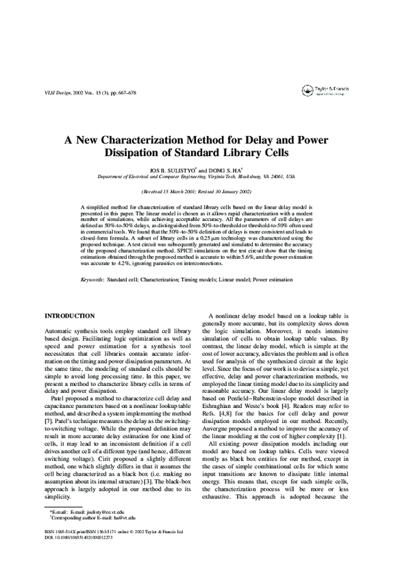 (PDF) A new characterization method for delay and power dissipation of ...