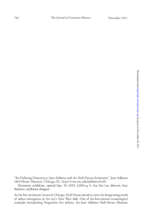 (PDF) “Re-Defining Democracy: Jane Addams and the Hull-House Settlement.”