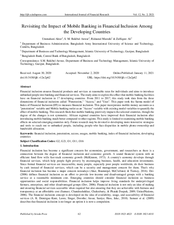 (PDF) Revisiting the Impact of Mobile Banking in Financial Inclusion ...