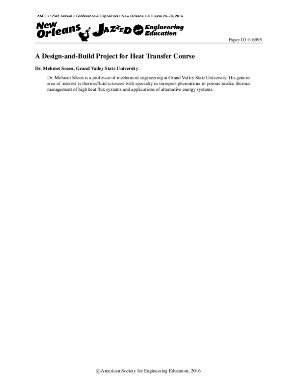 (PDF) A Design-and-Build Project for Heat Transfer Course