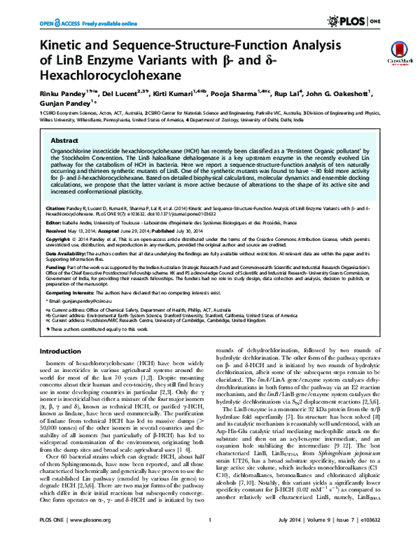 (PDF) Kinetic and Sequence-Structure-Function Analysis of Known LinA ...