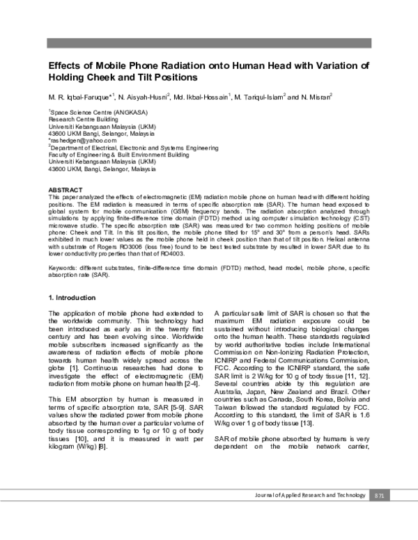 (PDF) Effects of Mobile Phone Radiation onto Human Head with Variation ...