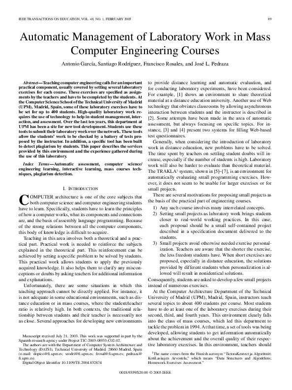 (PDF) Automatic Management of Laboratory Work In Mass Computer ...