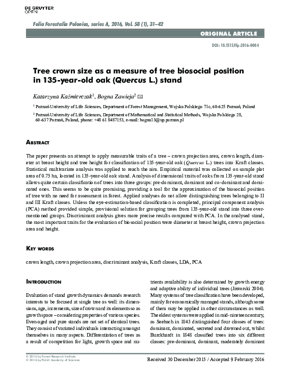 (PDF) Tree crown size as a measure of tree biosocial position in 135 ...