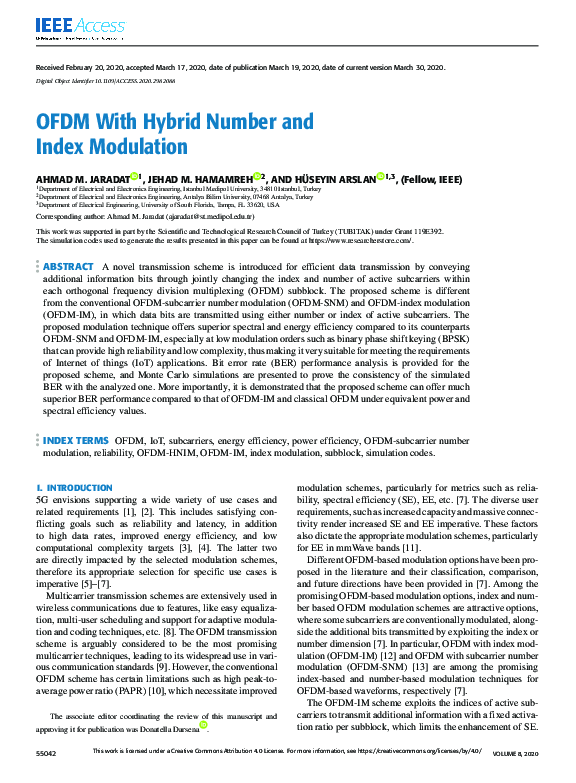 Pdf Ofdm With Hybrid Number And Index Modulation