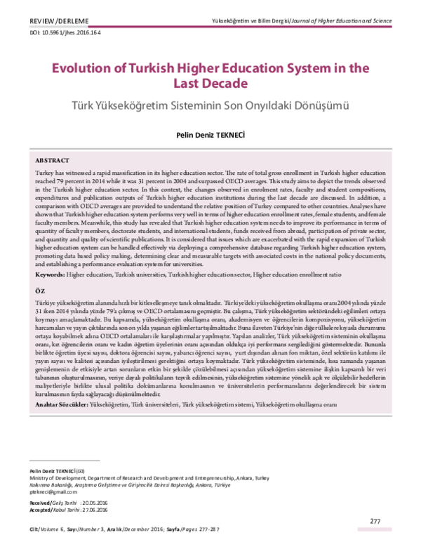 (PDF) Evolution of turkish higher education system in the last decade