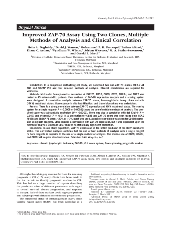 (PDF) Improved ZAP-70 assay using two clones, multiple methods of ...